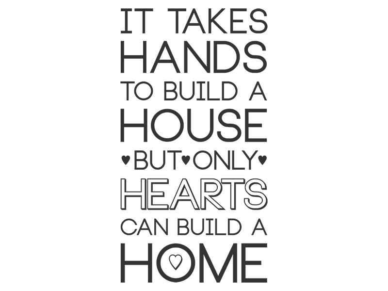 Wandtattoo Only hearts can build a home | Wandtattoos.de