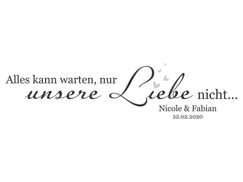 Wandtattoo Unsere Liebe mit Namen und Datum | Wandtattoos.de