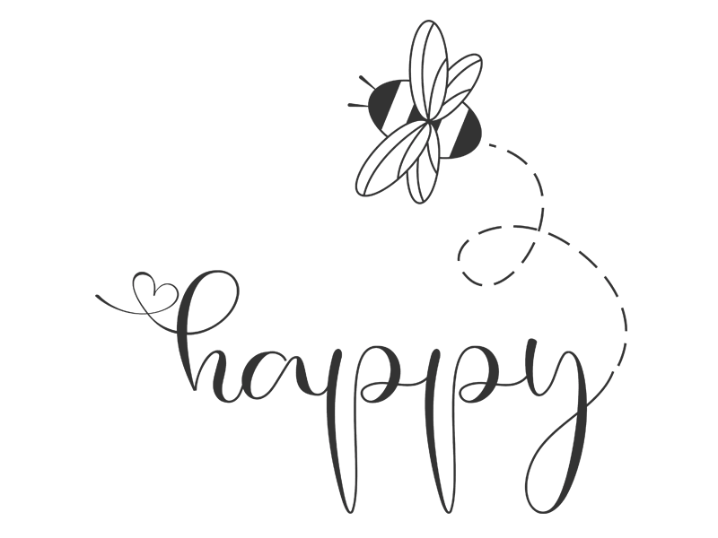 Wandtattoo Bee happy mit Biene | Wandtattoos.de