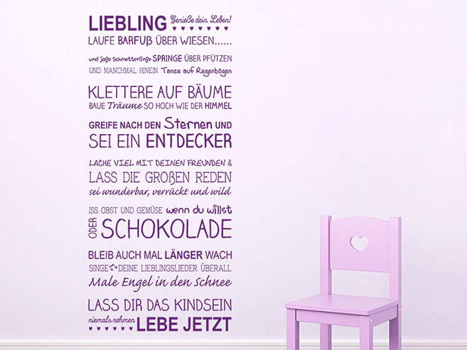 Wandtattoo Liebling Genieße dein Leben! Spruchband | Wandtattoos.de