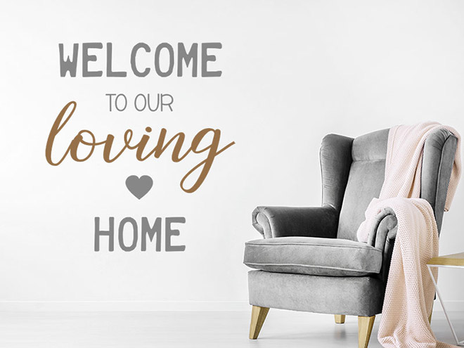Wandtattoo Welcome Home mit Blüten | Wandtattoos.de