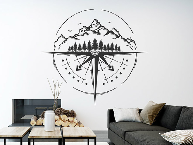 Wandtattoo Kompass | Kompass Motive für die Wand