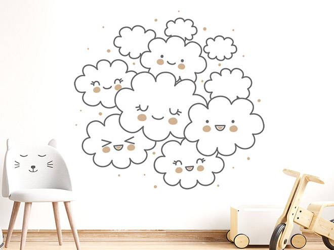 Wandtattoo Wolken | Schöne Wolkendeko für die Wände