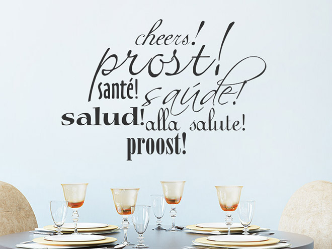 Wandtattoo Prost! in 7 Sprachen | Wandtattoos.de